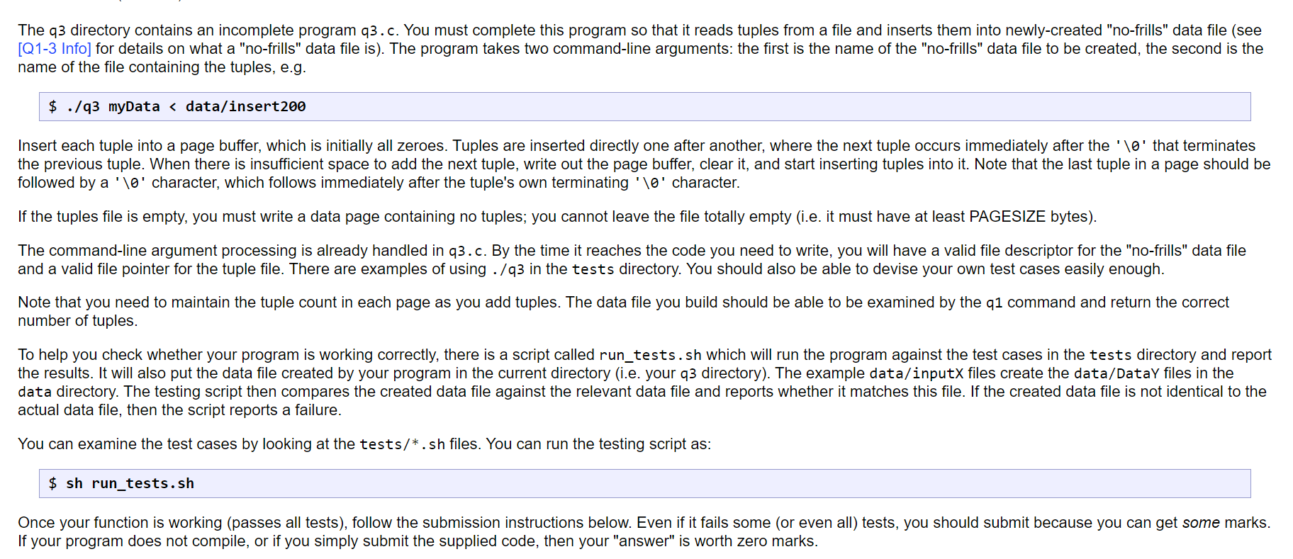 The q3 directory contains an incomplete program q3.c. | Chegg.com
