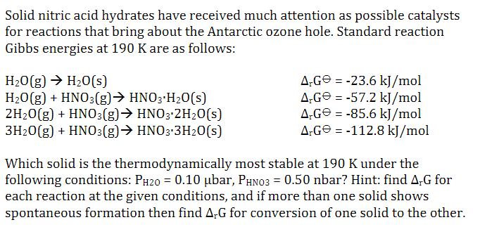 Solved Solid nitric acid hydrates have received much | Chegg.com