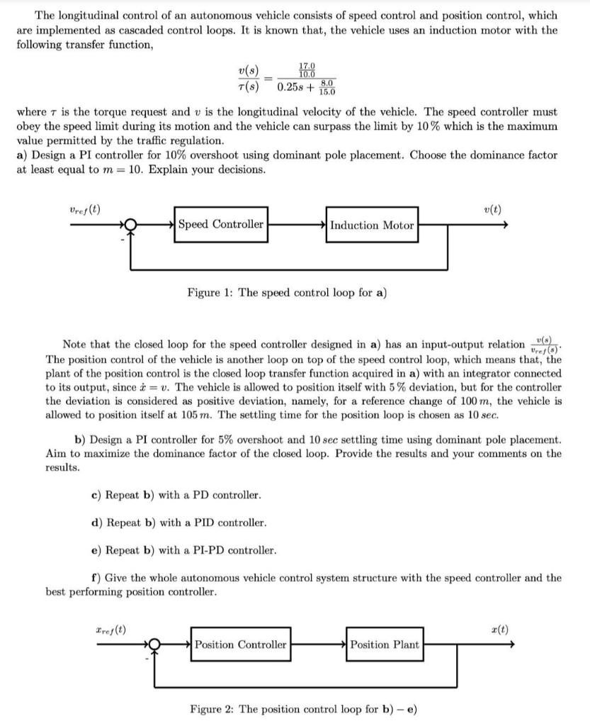 The longitudinal control of an autonomous vehicle | Chegg.com