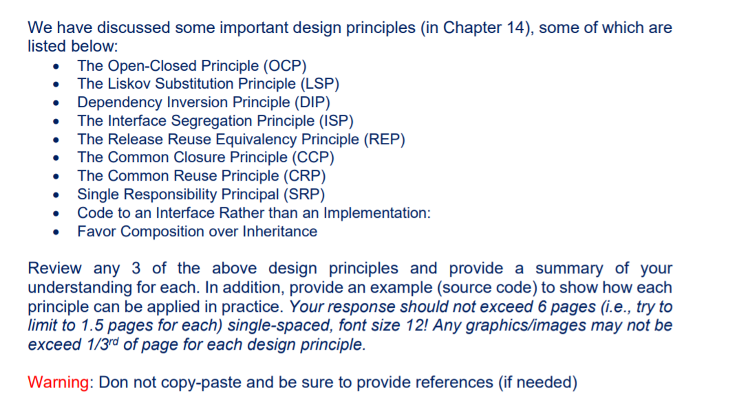 Solved We have discussed some important design principles | Chegg.com Solved We have discussed some important design principles | Chegg.com