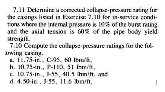 Solved 7.11 Determine a corrected collapse-pressure rating | Chegg.com
