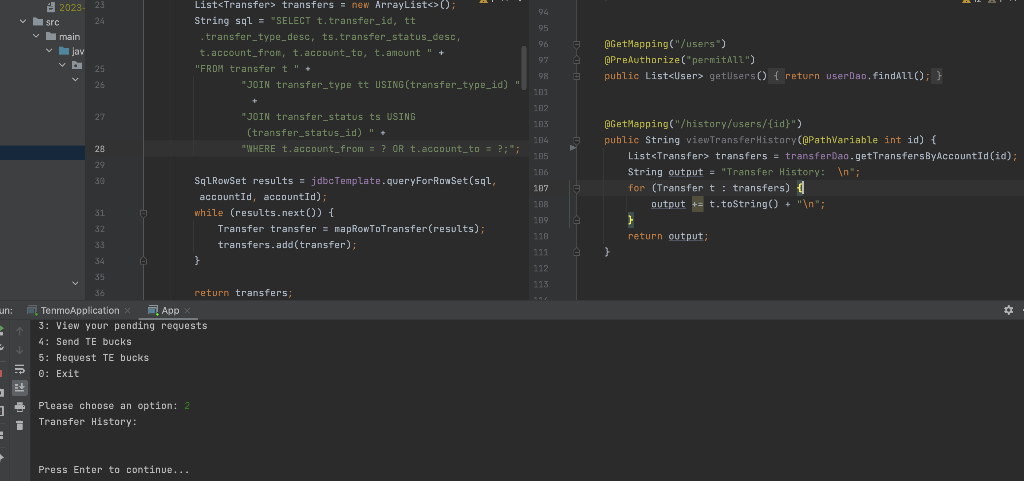 I need this to print the transfer history but its | Chegg.com