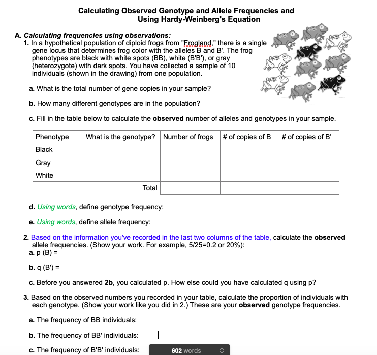 Solved Calculating Observed Genotype and Allele Frequencies | Chegg.com