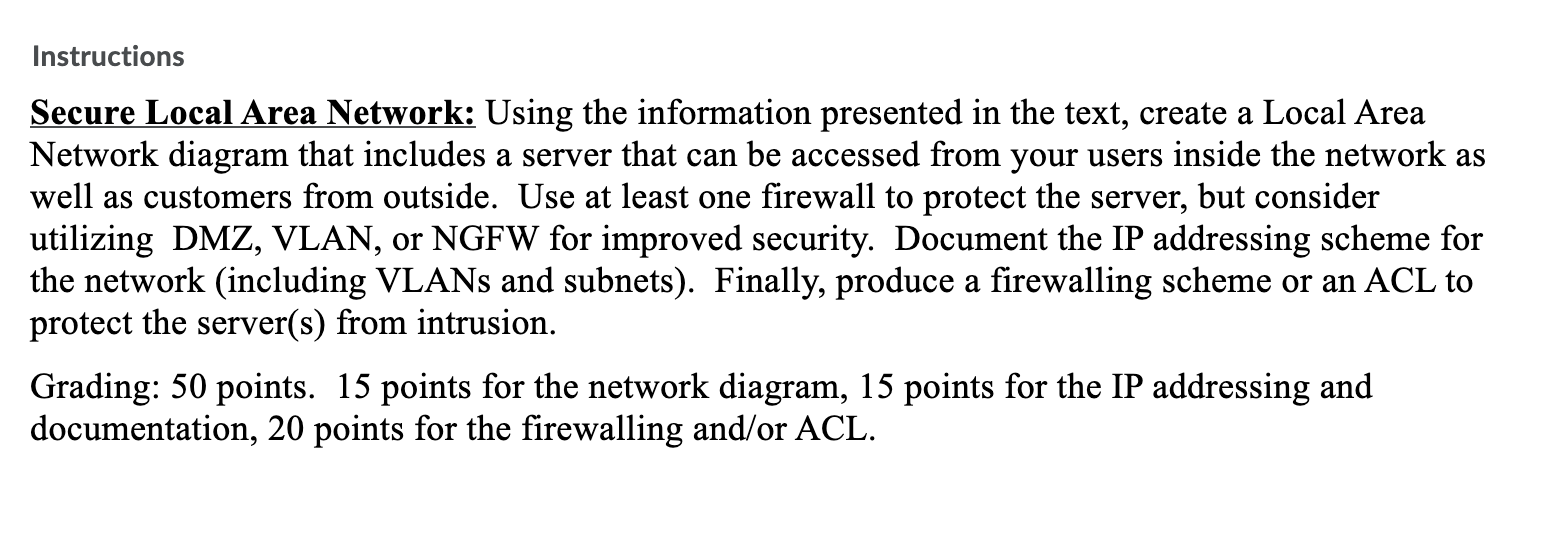 Solved Instructions Secure Local Area Network: Using the | Chegg.com