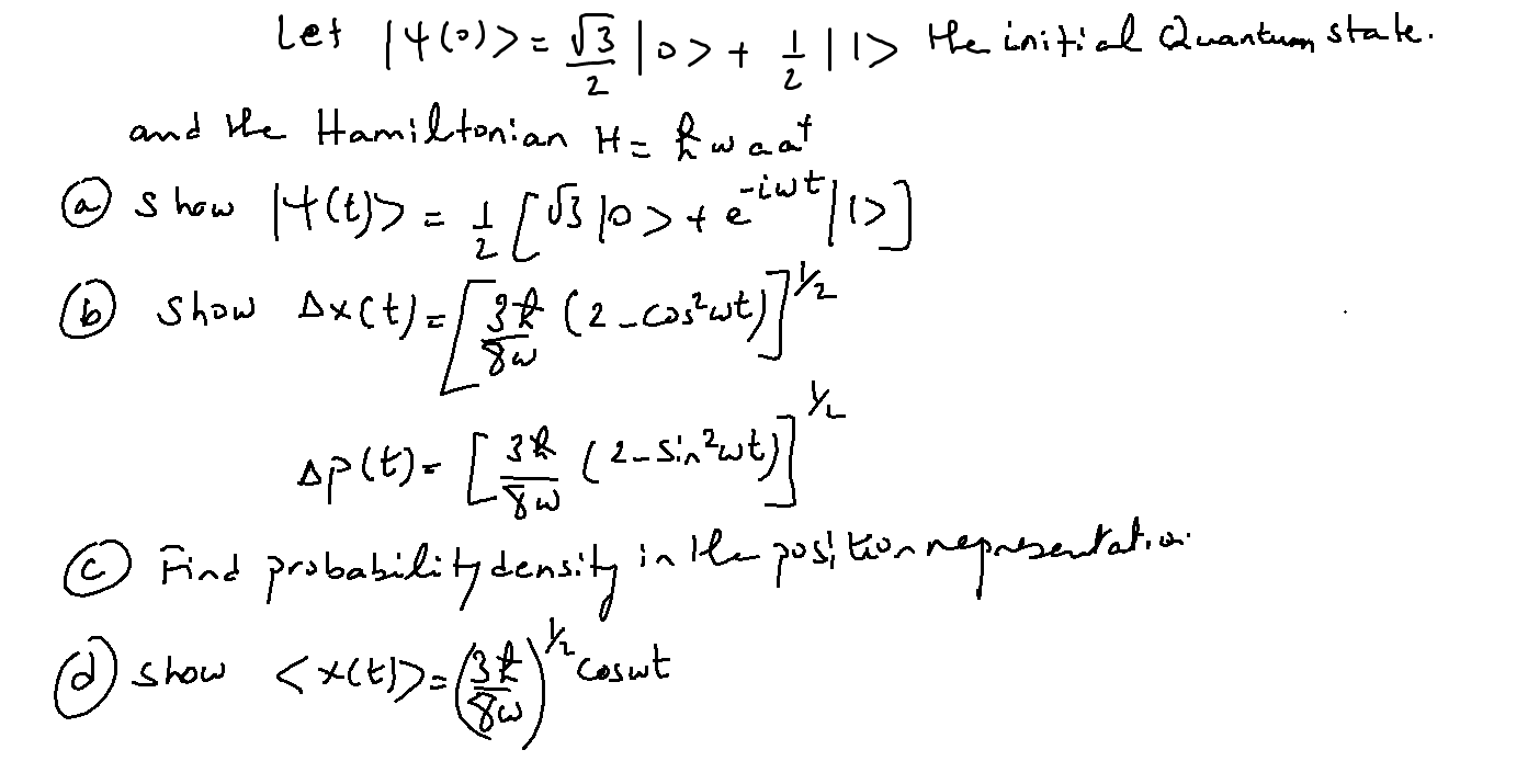 Solved Let |ψ(0): the initial Quantum state.and the | Chegg.com