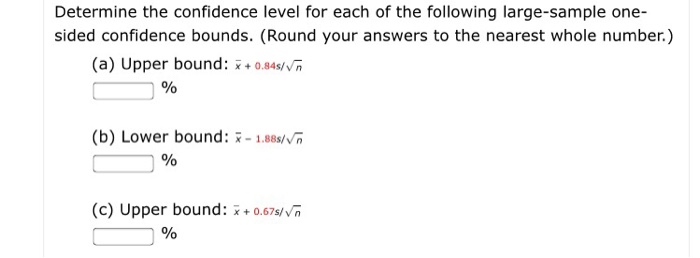 Solved Determine the confidence level for each of the | Chegg.com