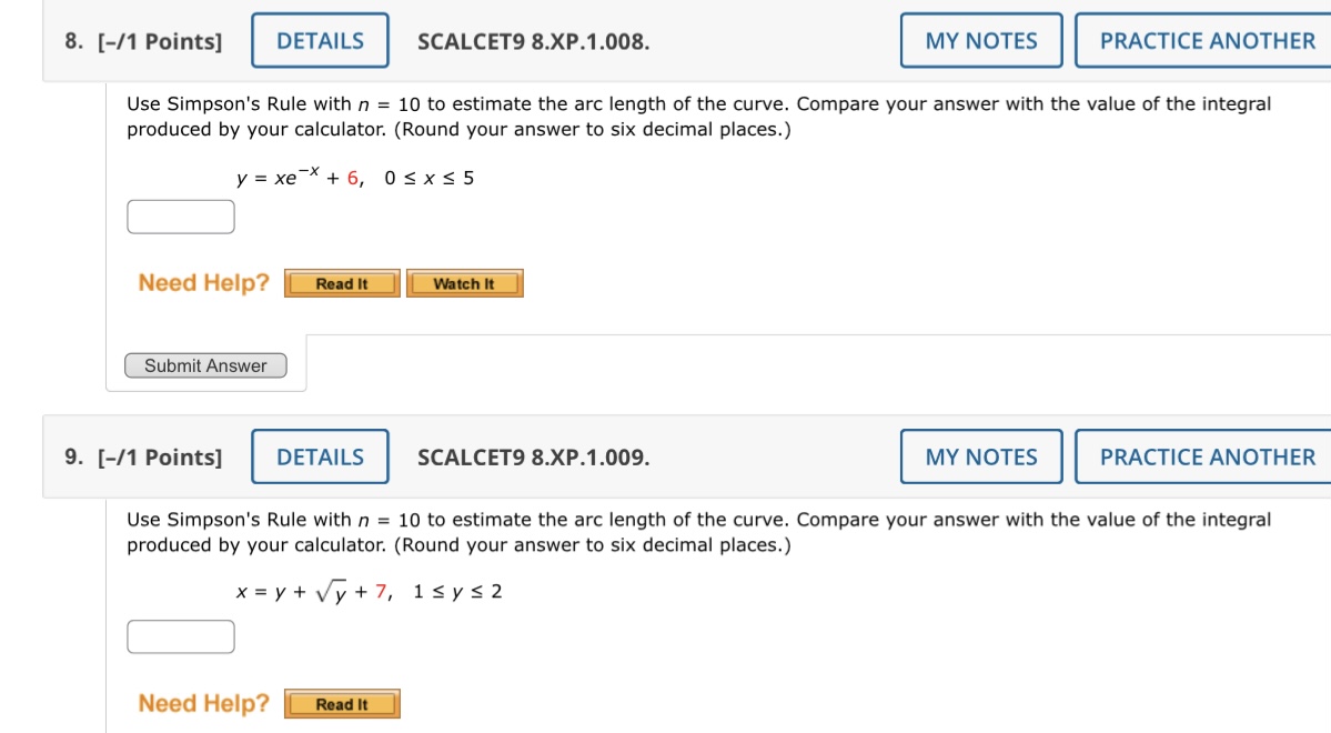 Solved Use Simpson's Rule with n=10 to estimate the arc | Chegg.com