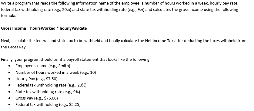 Solved Write a program that reads the following information | Chegg.com