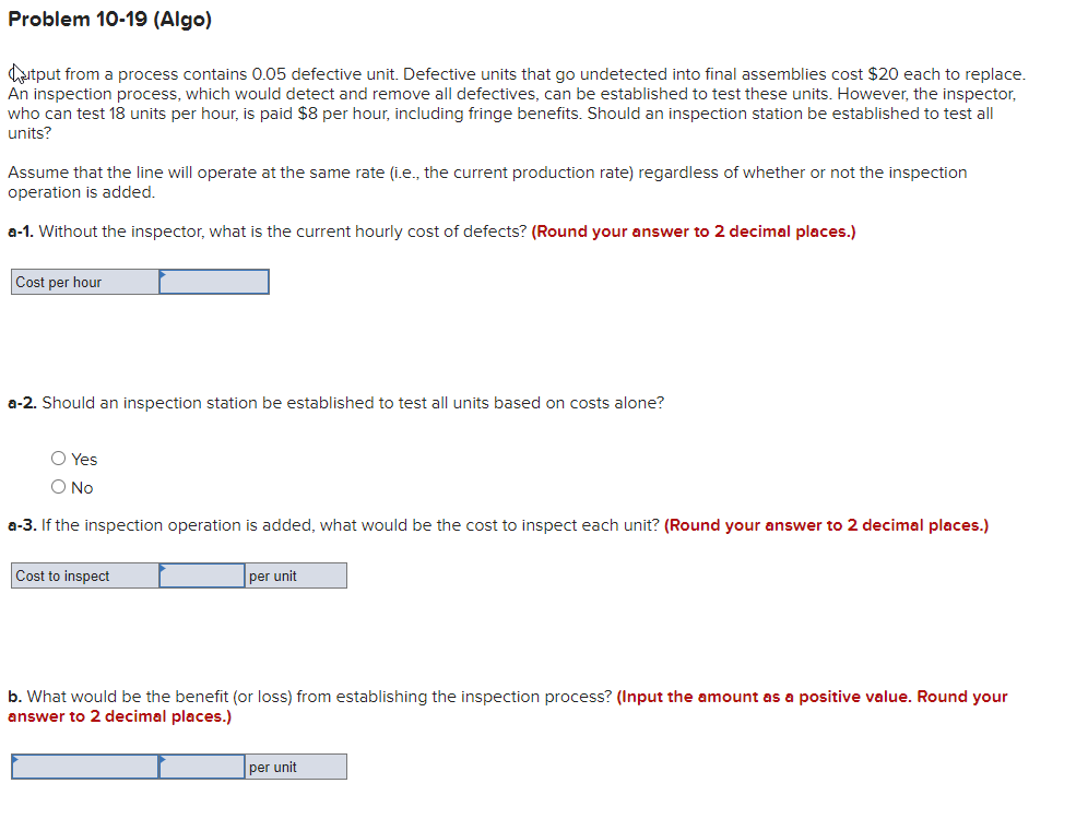 Solved Problem 10-19 (Algo) utput from a process contains | Chegg.com