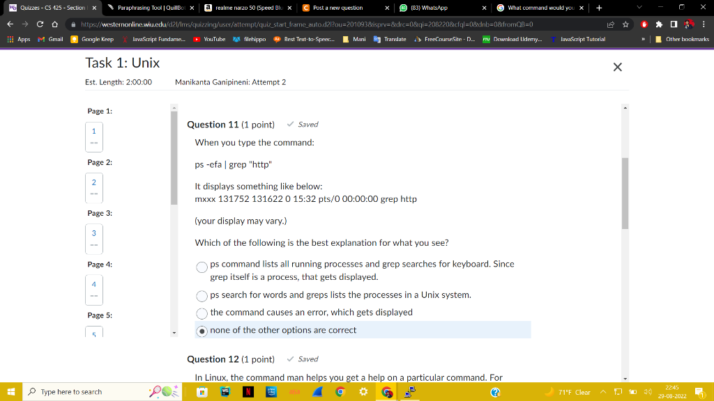 Solved When you type the command: ps -efa | grep "http" It | Chegg.com
