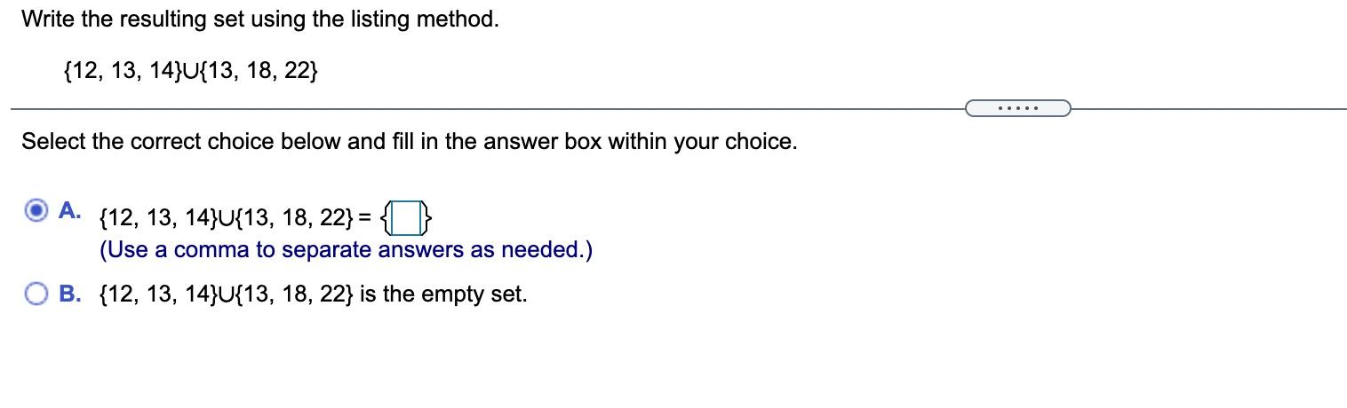 Solved Write the resulting set using the listing method. | Chegg.com