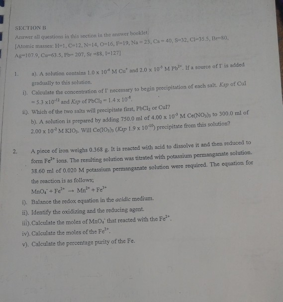 Solved SECTION B Answer all questions in this section in the | Chegg.com