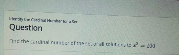 Solved Identify the Cardinal Number for a Set Question Find | Chegg.com