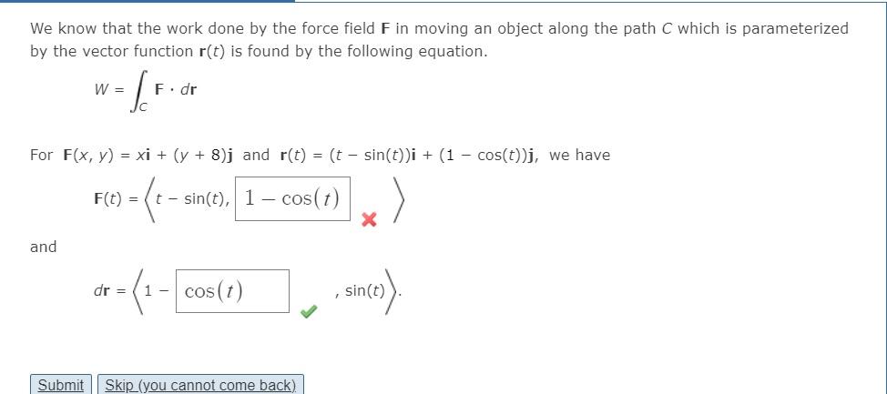 Solved We know that the work done by the force field F in | Chegg.com