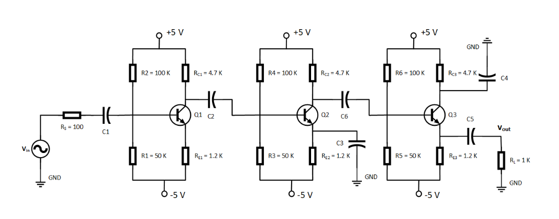 Solved For the multi-stage amplifier as shown in the figure | Chegg.com