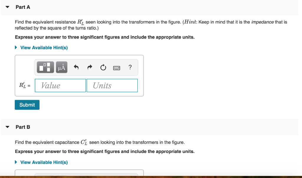 Solved Part A Find the equivalent resistance RL seen looking | Chegg.com