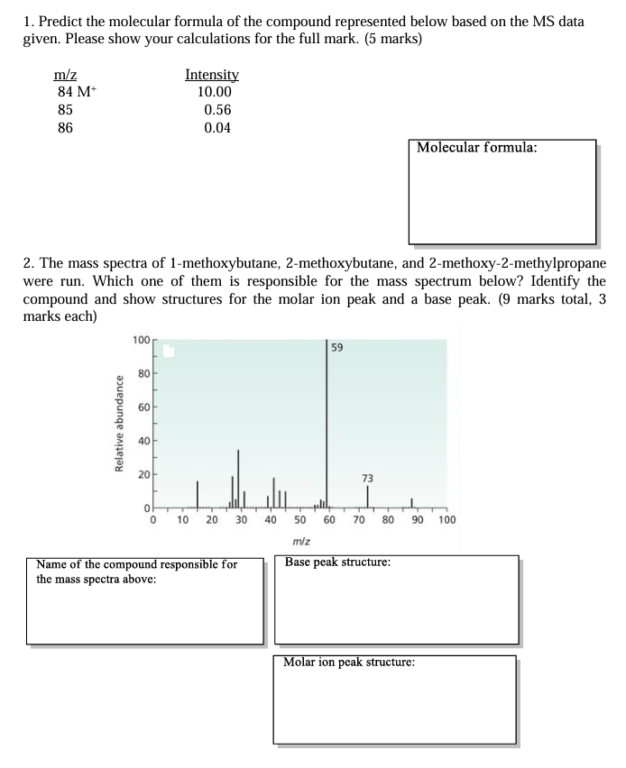 Solved 1. ﻿Predict the molecular formula of the compound | Chegg.com