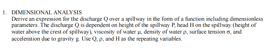 Solved 1. ﻿DIMENSIONAL ANALYSISDerive an expression for the | Chegg.com