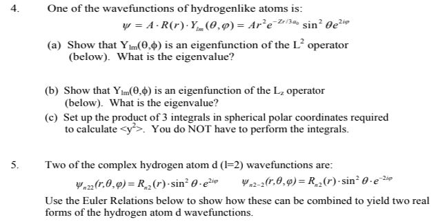 Solved One of the wavefunctions of hydrogenlike atoms is: y | Chegg.com