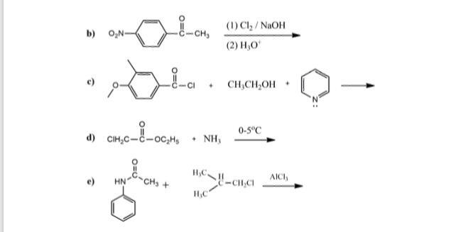 Solved OEU b) ON CH () Cl, NaOH (2) H30 CH,CH,OH. d) | Chegg.com