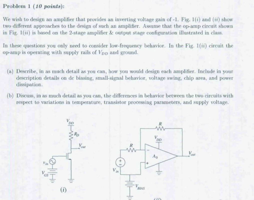 Solved Problem 1 (10 points): an inverting voltage gain of | Chegg.com