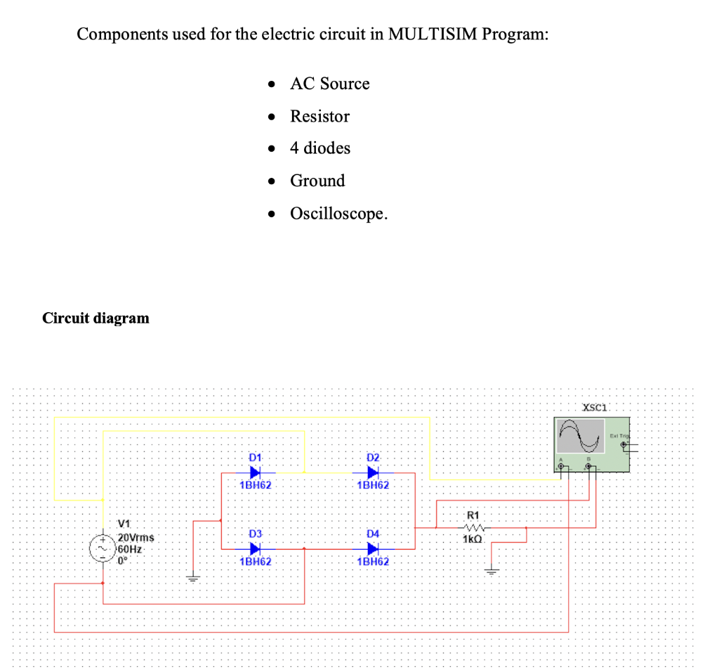 Solved Components used for the electric circuit in MULTISIM | Chegg.com