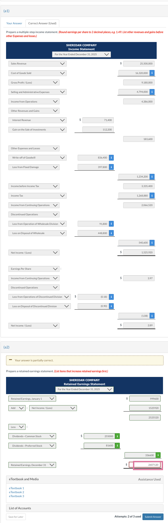 Solved I only need the answer for the Retained Earnings, | Chegg.com