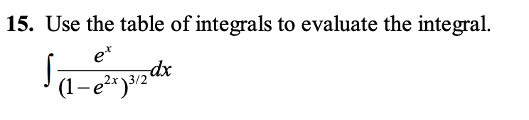 Solved 15. Use the table of integrals to evaluate the | Chegg.com