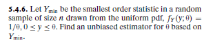 Solved 5.4.6. Let Ymin be the smallest order statistic in a | Chegg.com