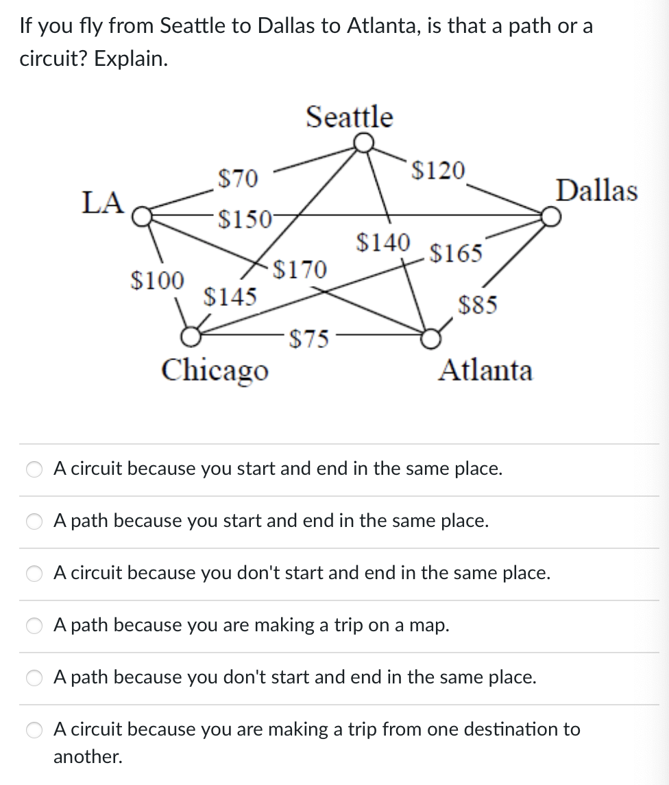 Solved If you fly from Seattle to Dallas to Atlanta, is that | Chegg.com