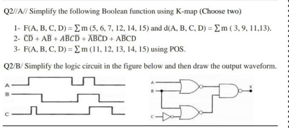 Solved Q2a Simplify The Following Boolean Function Using