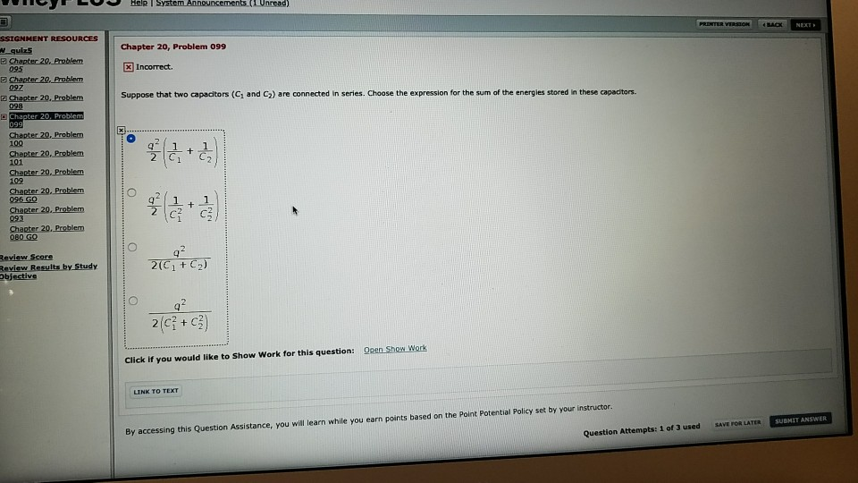 Solved Help System Announcements (1Unread) PRINTER VERSION | Chegg.com