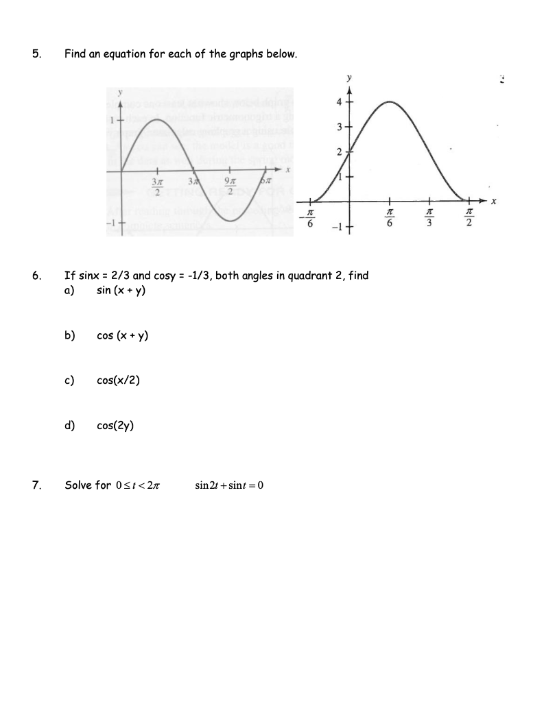 Solved Name: Math 140 Calculus 1 Trig Review 1. Fill in the | Chegg.com