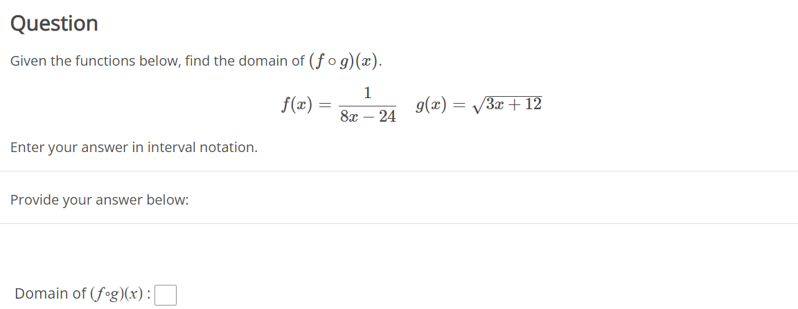 Solved Given the functions below, find the domain of | Chegg.com