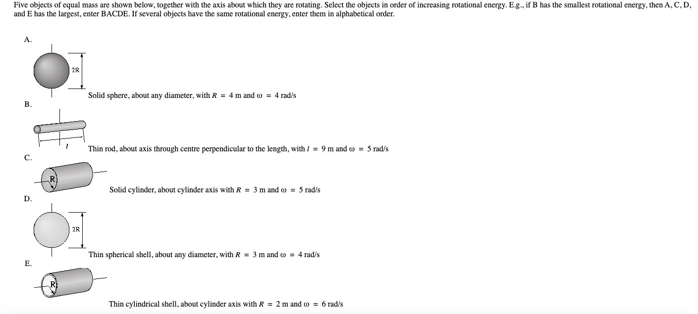 Solved Five objects of equal mass are shown below, together | Chegg.com