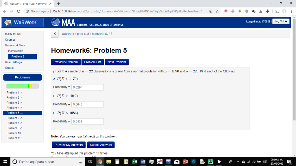 Solved (1 point) A sample of n=22n=22 observations is | Chegg.com