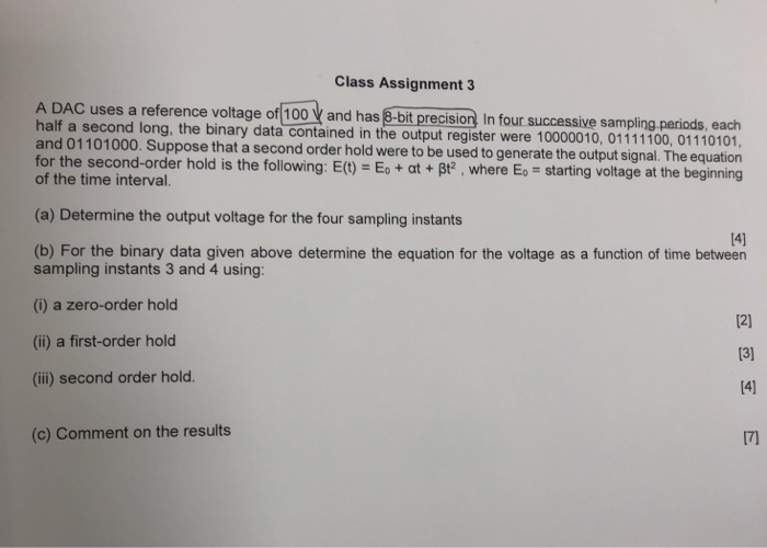 Solved Class Assignment 3 A DAC uses a reference voltage of | Chegg.com