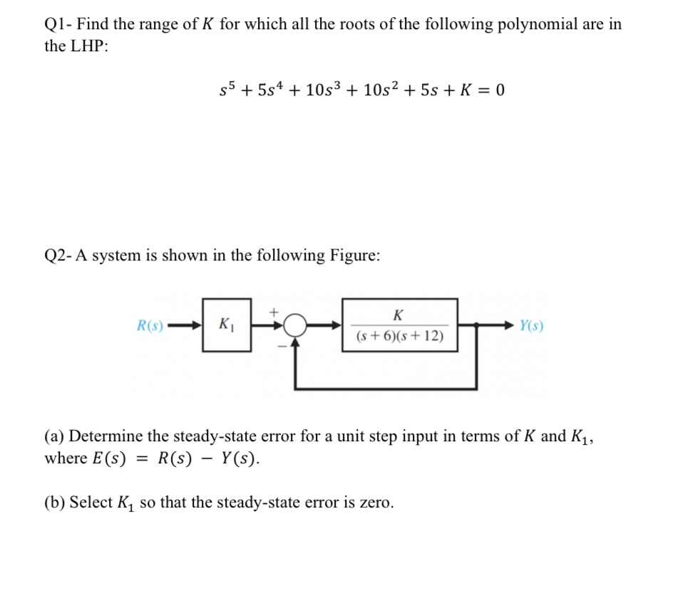 Solved Q1- Find the range of K for which all the roots of | Chegg.com