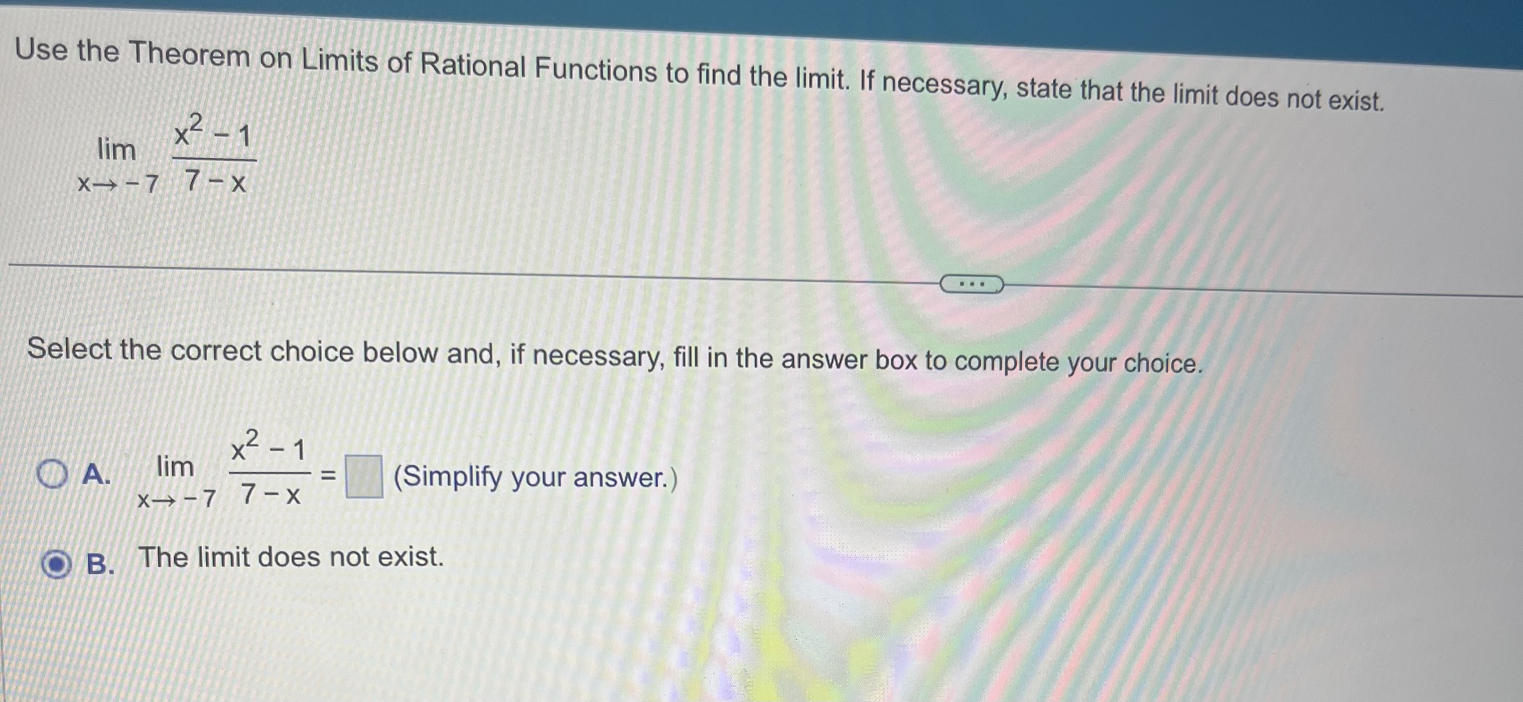 Solved Use the Theorem on Limits of Rational Functions to | Chegg.com