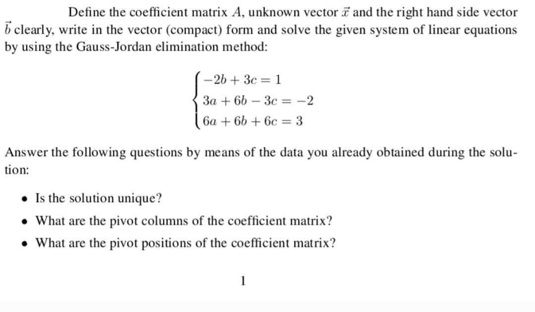 Define the coefficient matrix A, unknown vector x and | Chegg.com