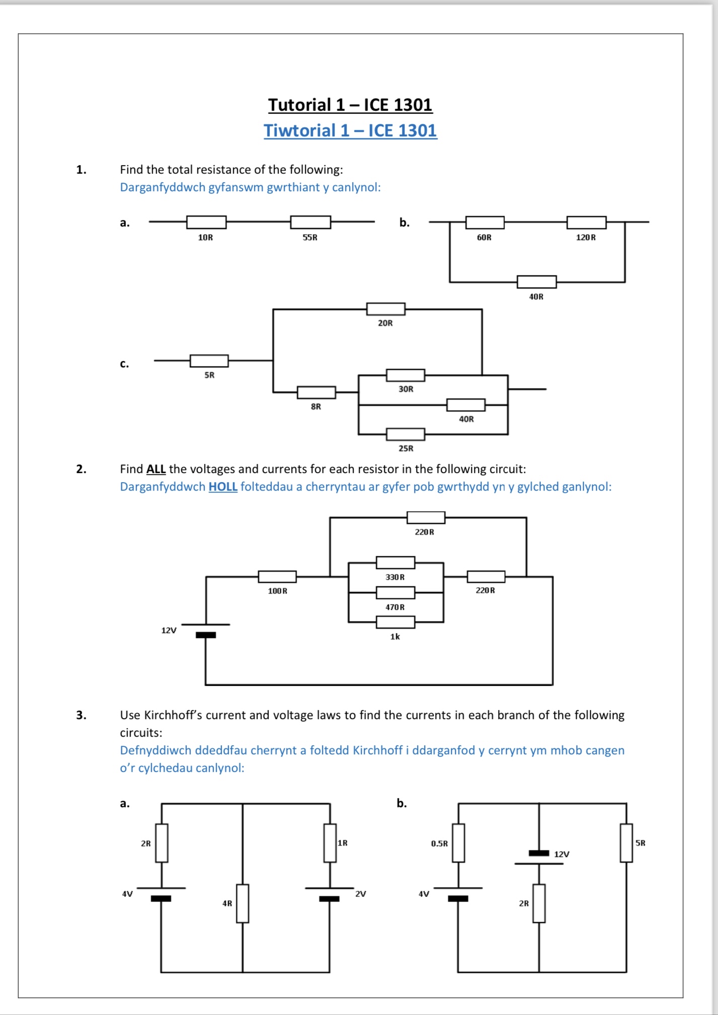 Solved Tutorial 1 - ﻿ICE 1301Find the total resistance of | Chegg.com