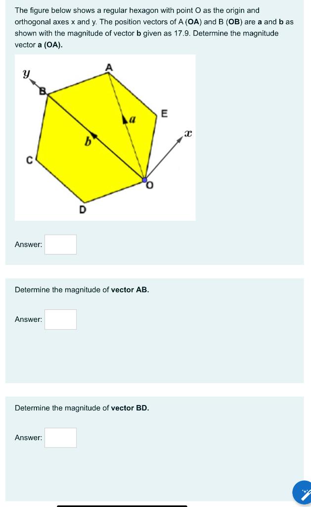 Solved The figure below shows a regular hexagon with point O | Chegg.com