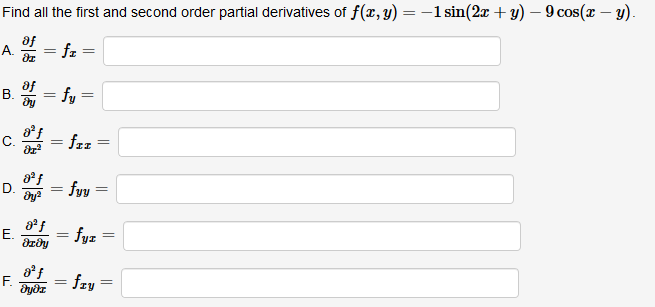 Solved Find all the first and second order partial | Chegg.com