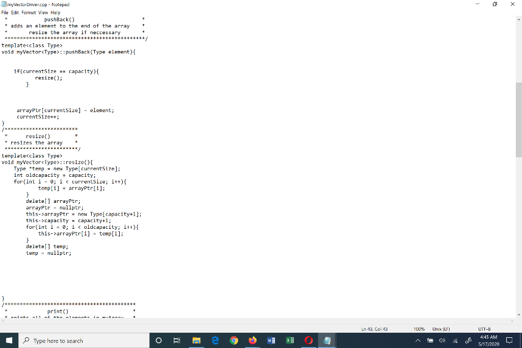 Solved I Have An Array Class I Am Working On It Works With 