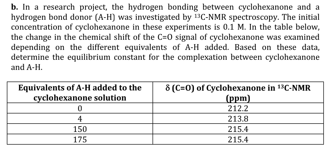 Solved b. In a research project, the hydrogen bonding | Chegg.com
