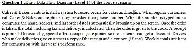 Question 1 :Draw Data Flow Diagram (Level 1) of the | Chegg.com