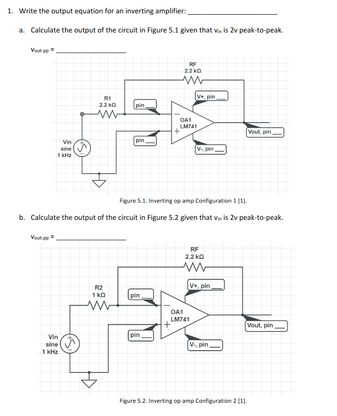 Solved 1. Write the output equation for an inverting | Chegg.com