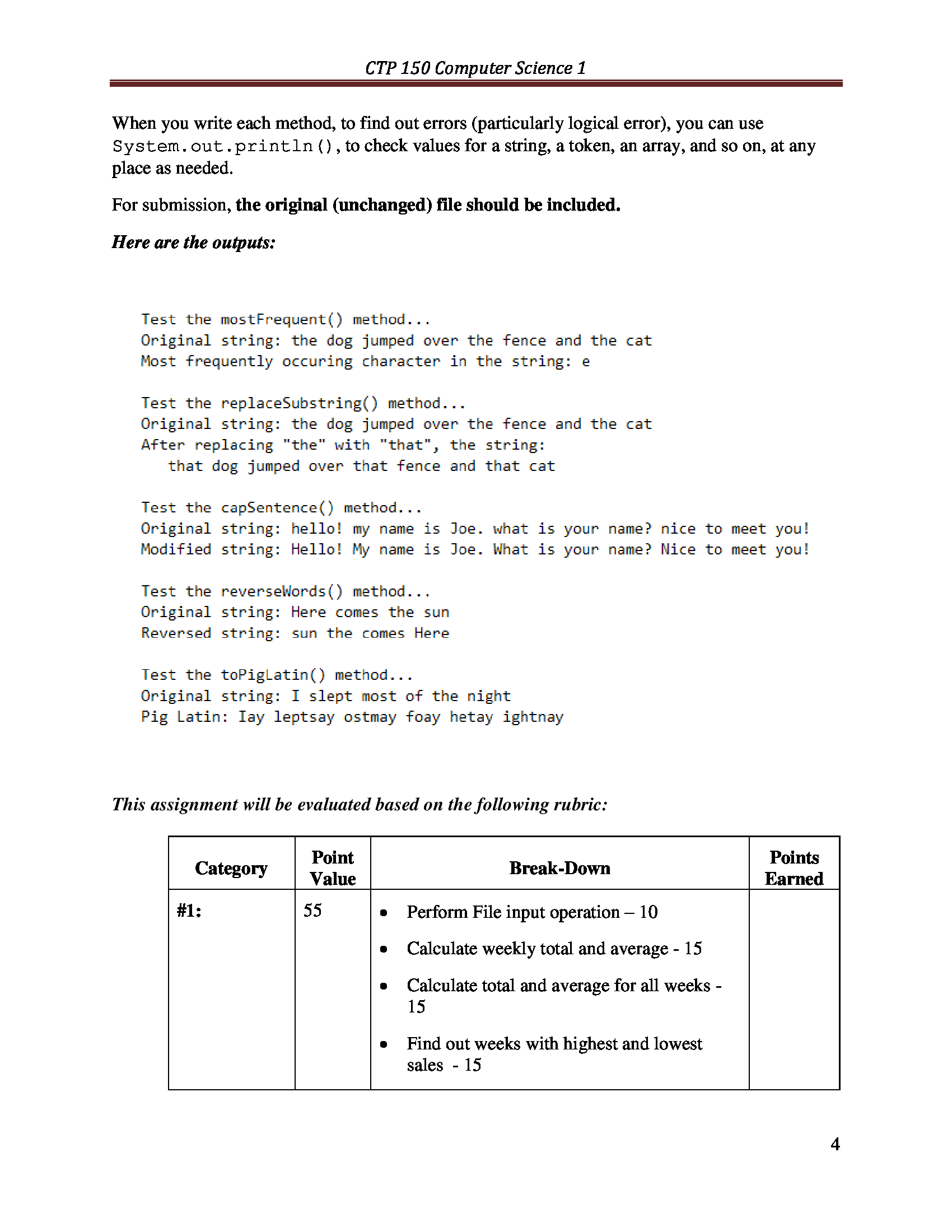 Solved CTP 150 Computer Science 1 string3. The method | Chegg.com