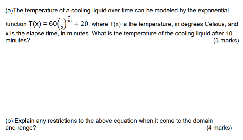 Solved (a) The temperature of a cooling liquid over time can | Chegg.com