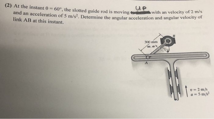 Solved (2) At t uP he instant 0 60°, the slotted guide rod | Chegg.com